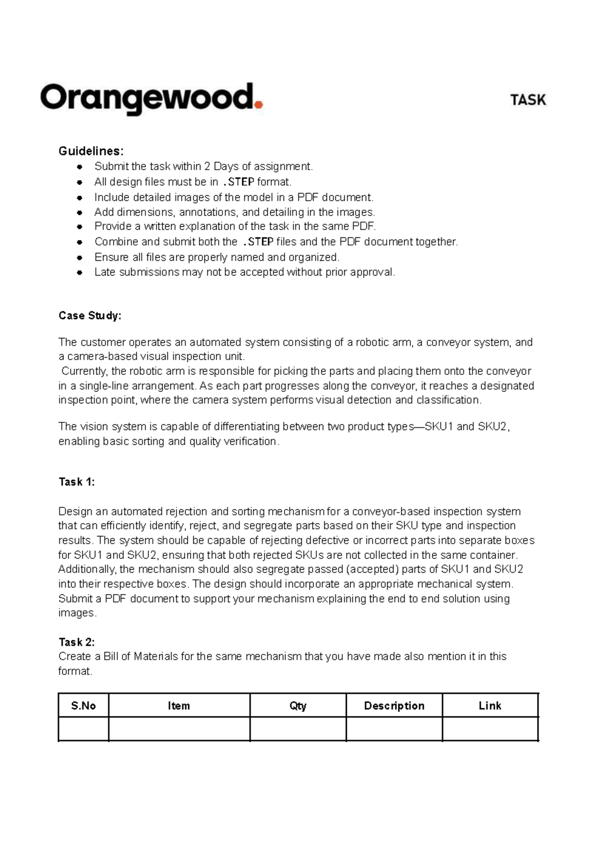 Mechanical Task Guidelines: Automated Sorting System Design - Studocu
