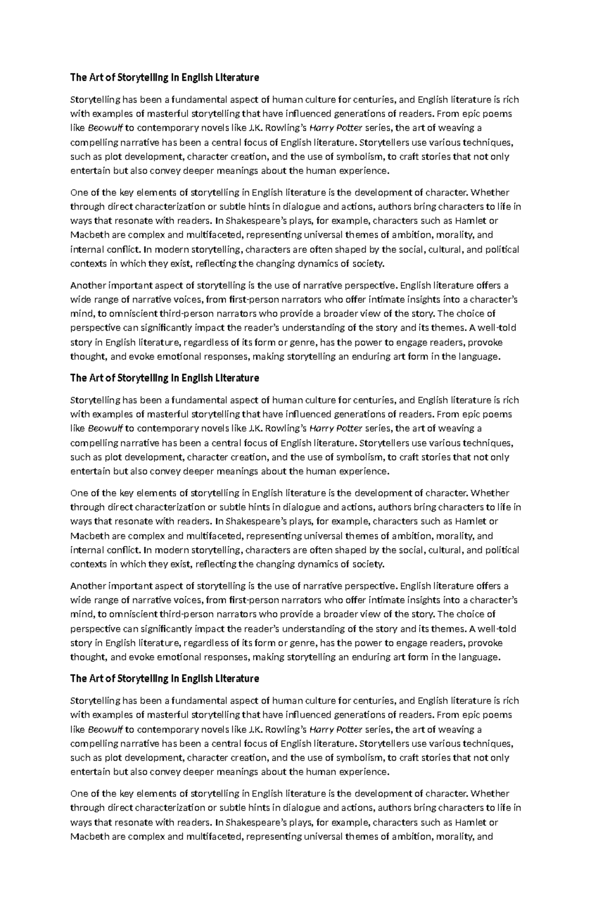 The Art of Storytelling in English Literature - The Art of Storytelling ...