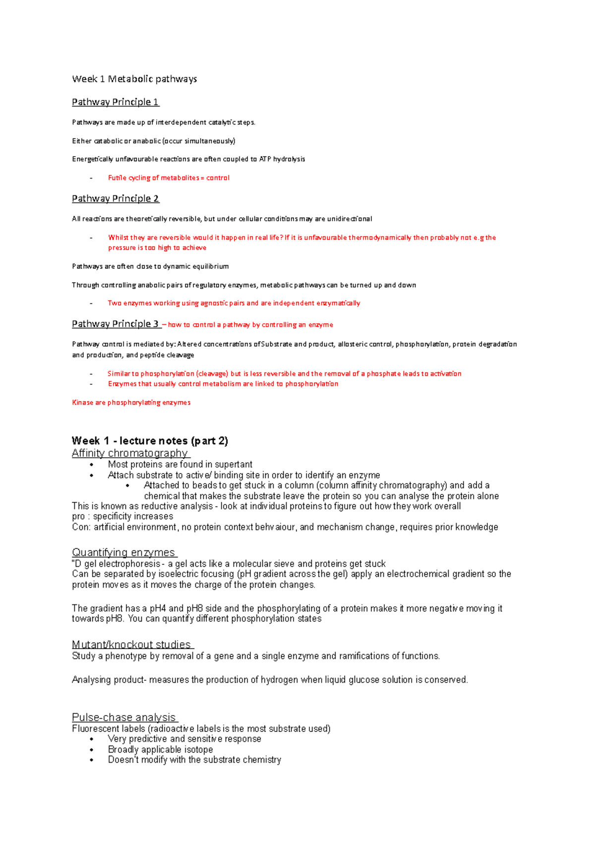 Week 1 Metabolic pathways - Lecture notes - Week 1 Metabolic pathways ...