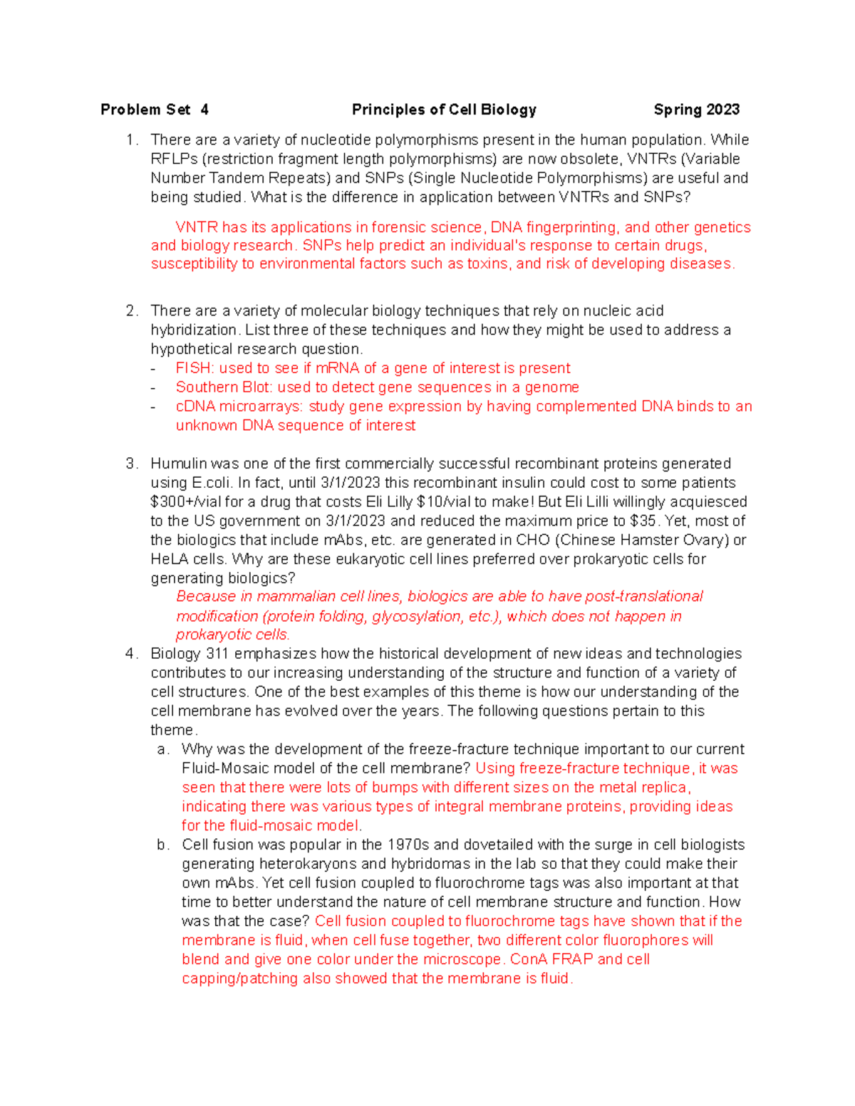 Problem Set 4: Principles of Cell Biology (Spring 2023) - Studocu