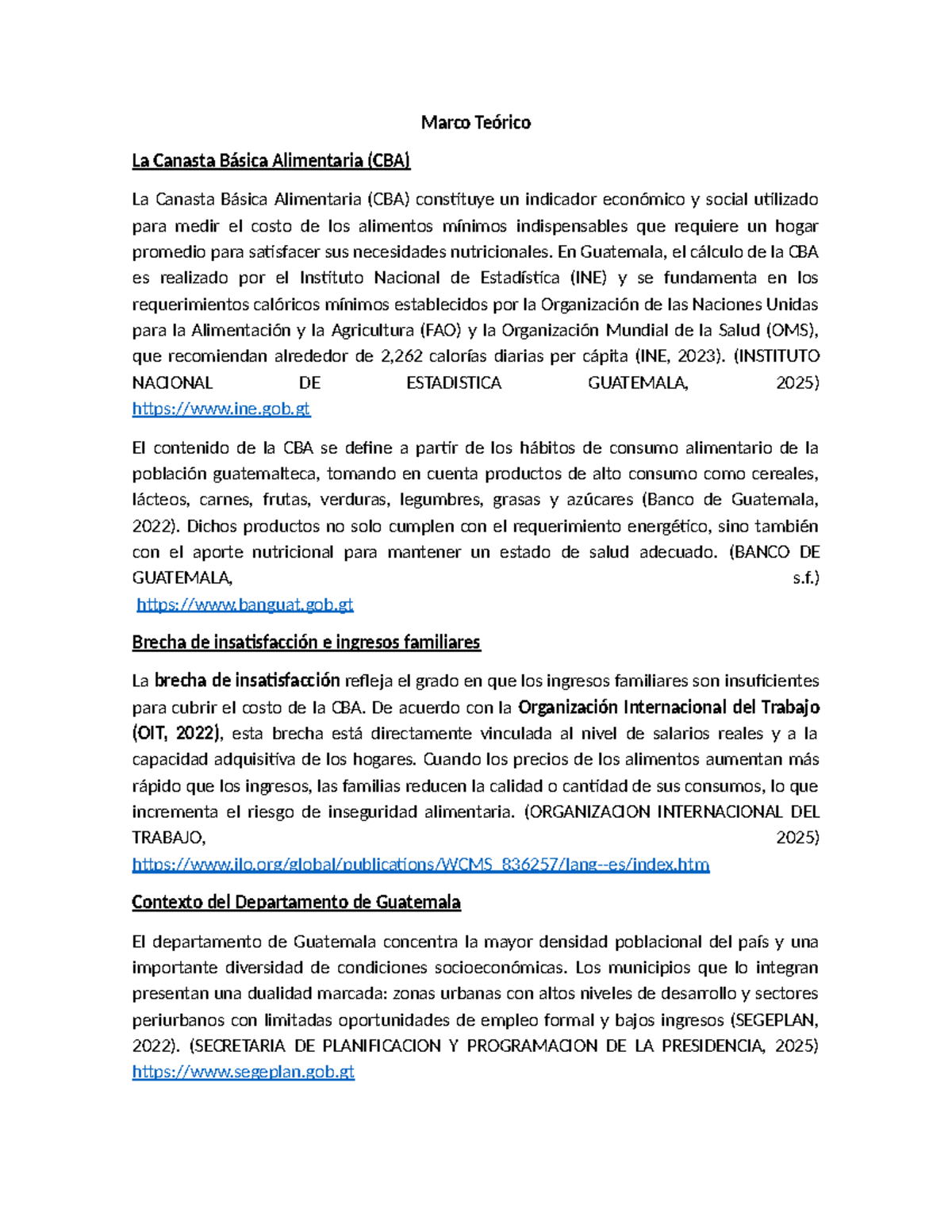 Marco Teórico sobre la Canasta Básica Alimentaria (CBA) en Guatemala ...
