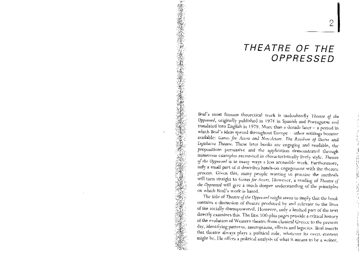 Comprehensive Study Notes for Course Code XYZ: Theatre of the Oppressed ...