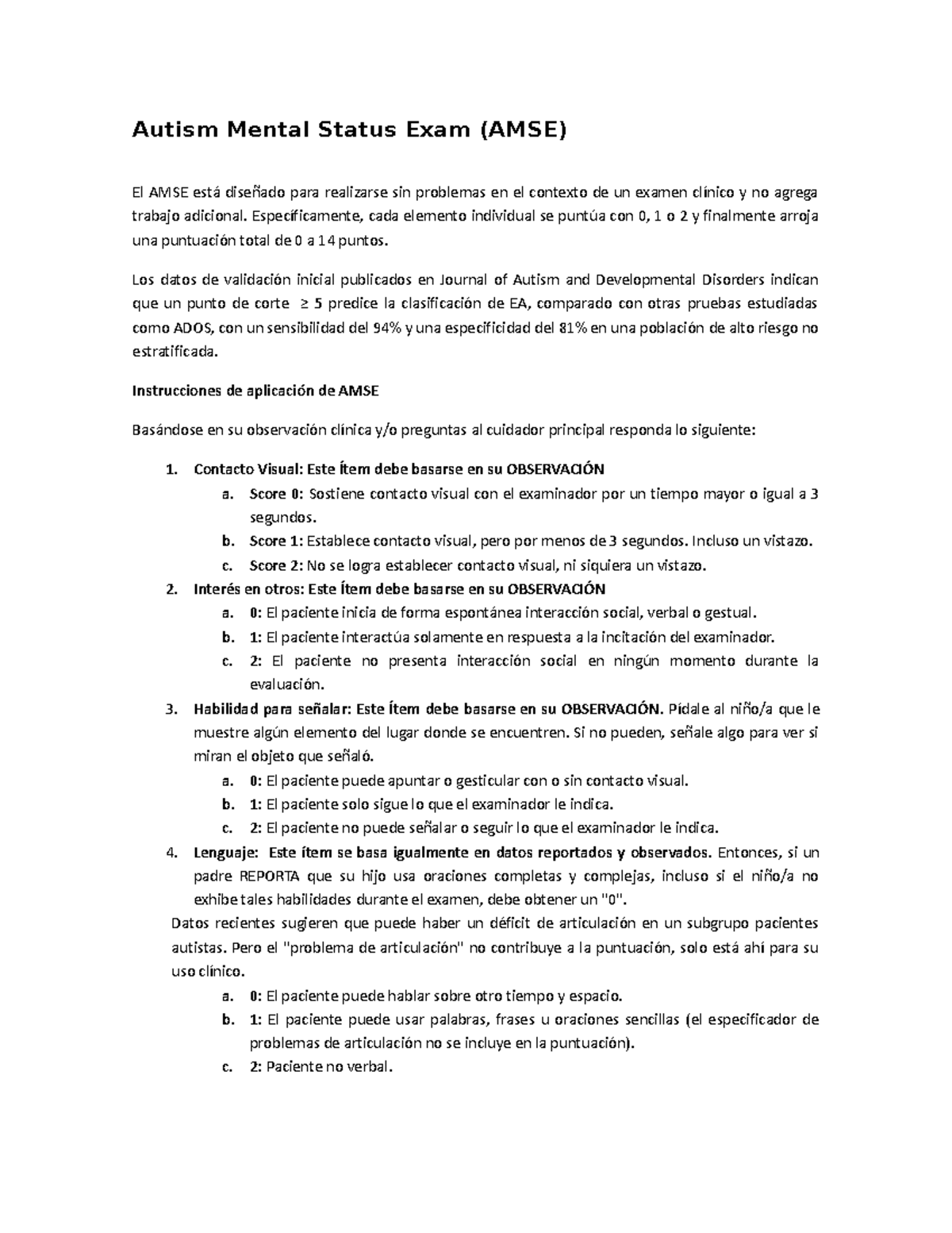 Autism Mental Status Exam.docx Amnse - Autism Mental Status Exam (AMSE ...