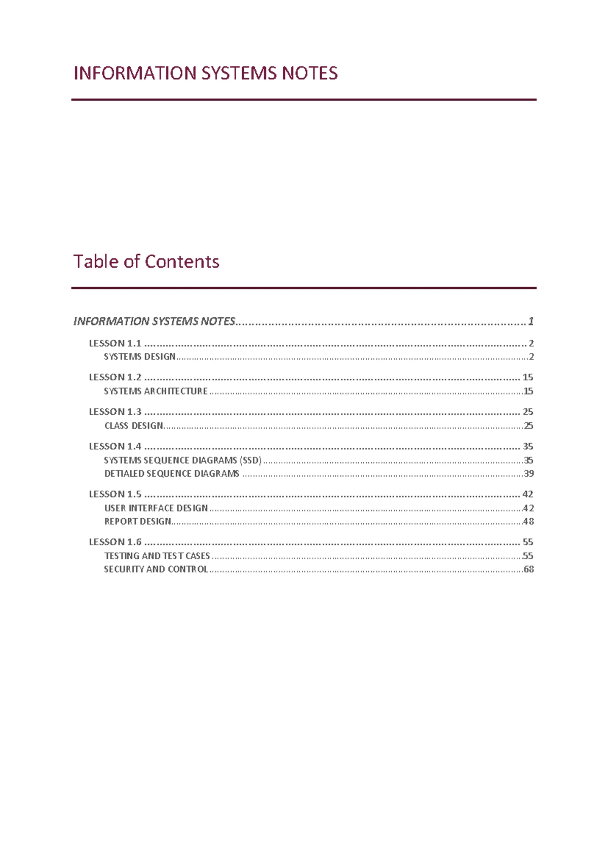 INF2011S Systems Design and Architecture Lecture Notes - Studocu