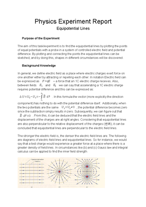 Lab Summary 1 - Lab report covering the "Equipotential Lines" lab ...
