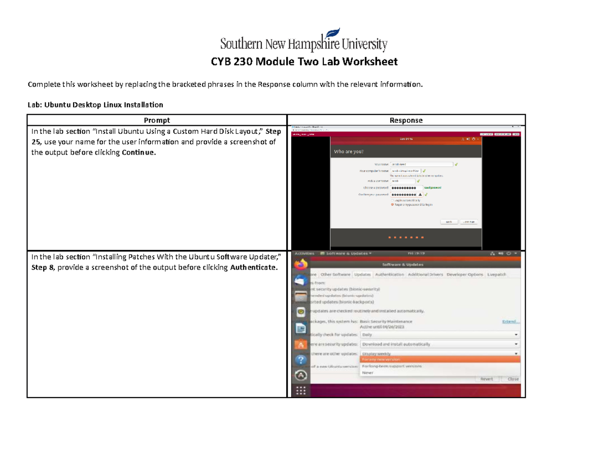 CYB 230 Module Two Lab Worksheet - CYB 230 Module Two Lab Worksheet ...