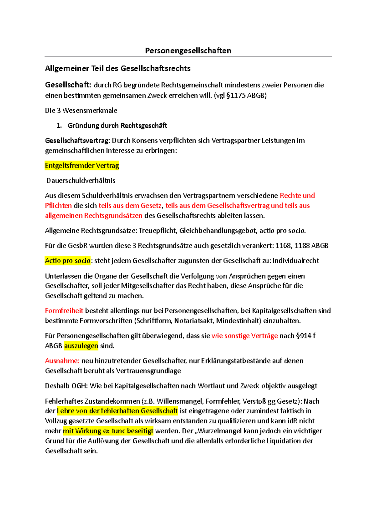 Personengesellschaften - Personengesellschaften Allgemeiner Teil des ...