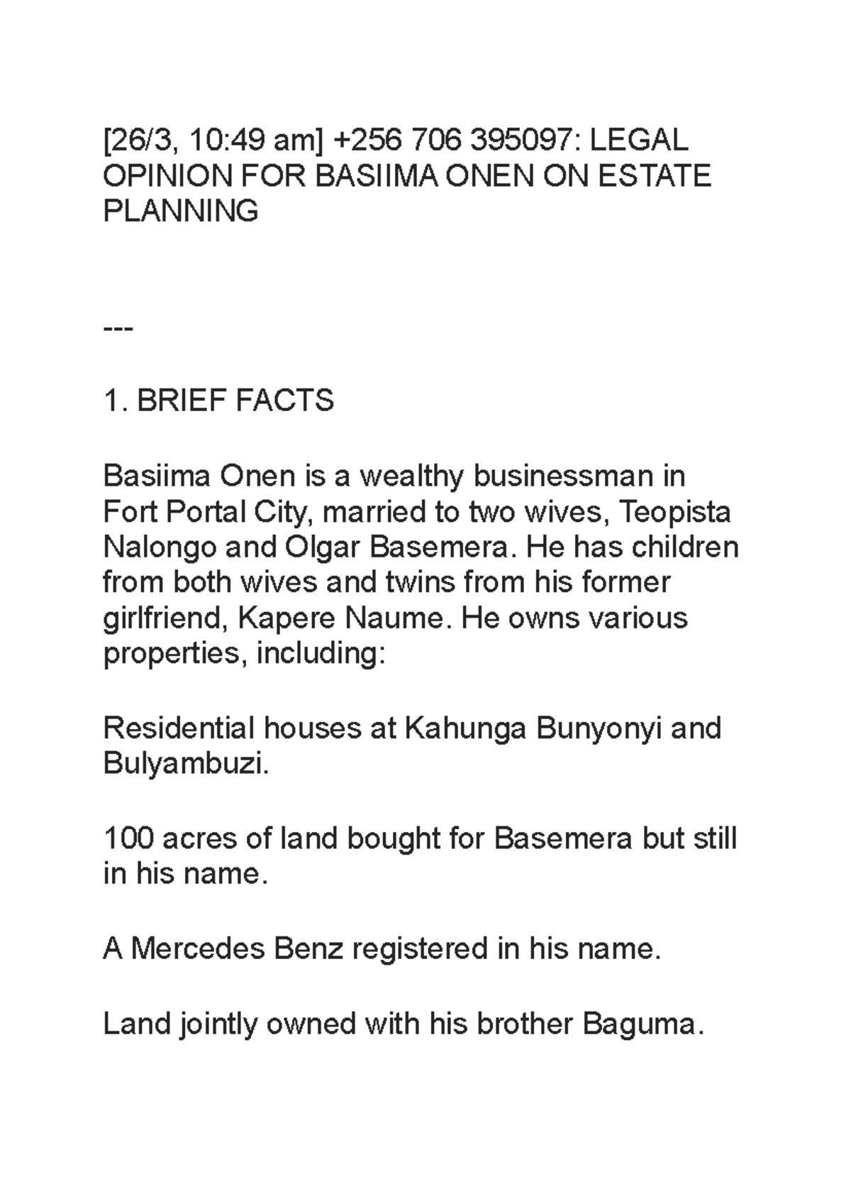 Family Law 2 Coursework: Legal Opinions on Estate Planning & Paternity ...