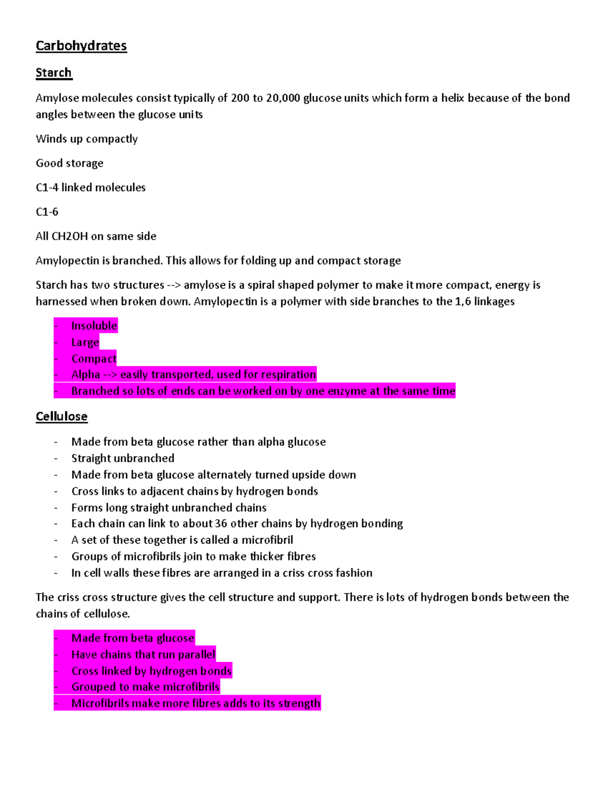 Biological molecules - Carbohydrates - Carbohydrates Starch Amylose ...