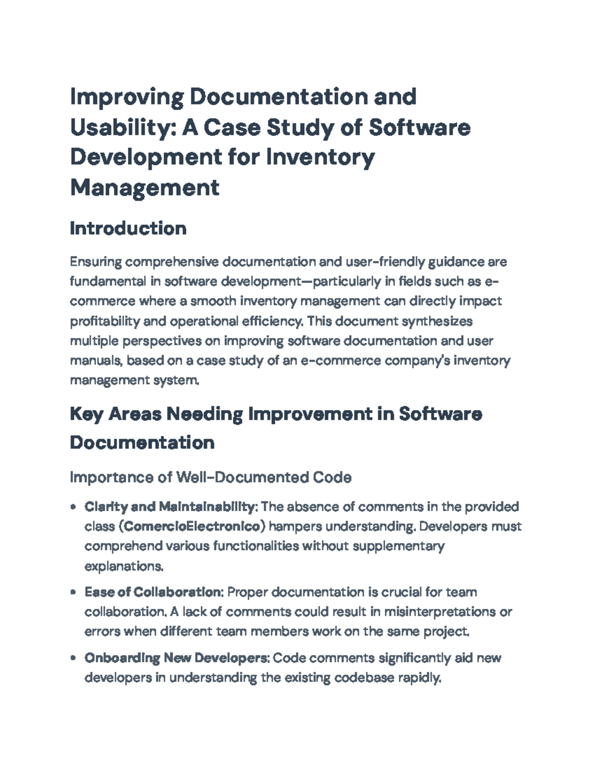 Improving Software Documentation & Usability: A Case Study (COMEC ...