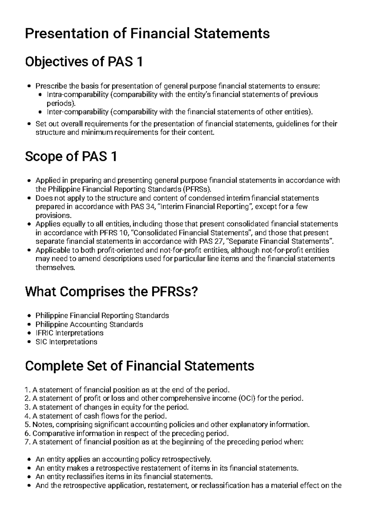 PAS 1 - Objectives and Requirements for Financial Statement ...