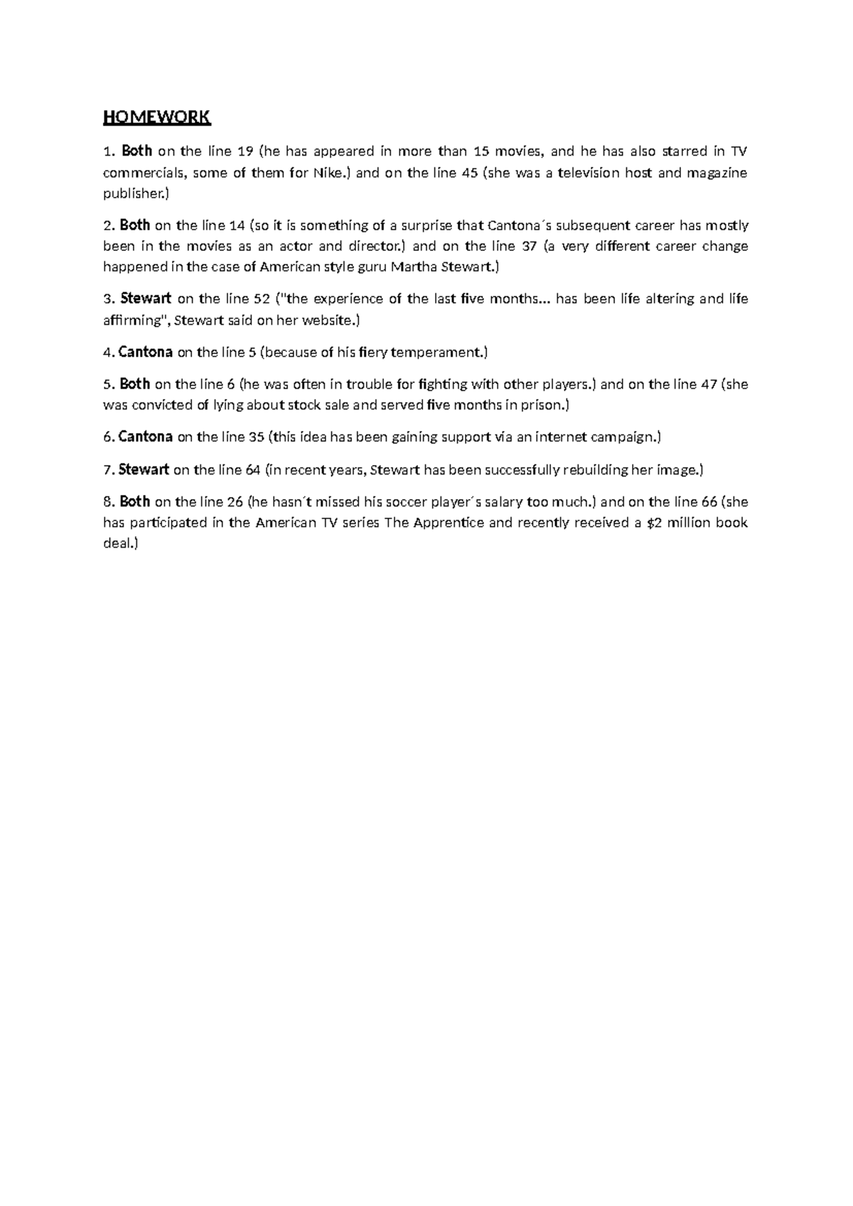 Homework 1 Resumen: Career Changes of Cantona & Stewart - Studocu