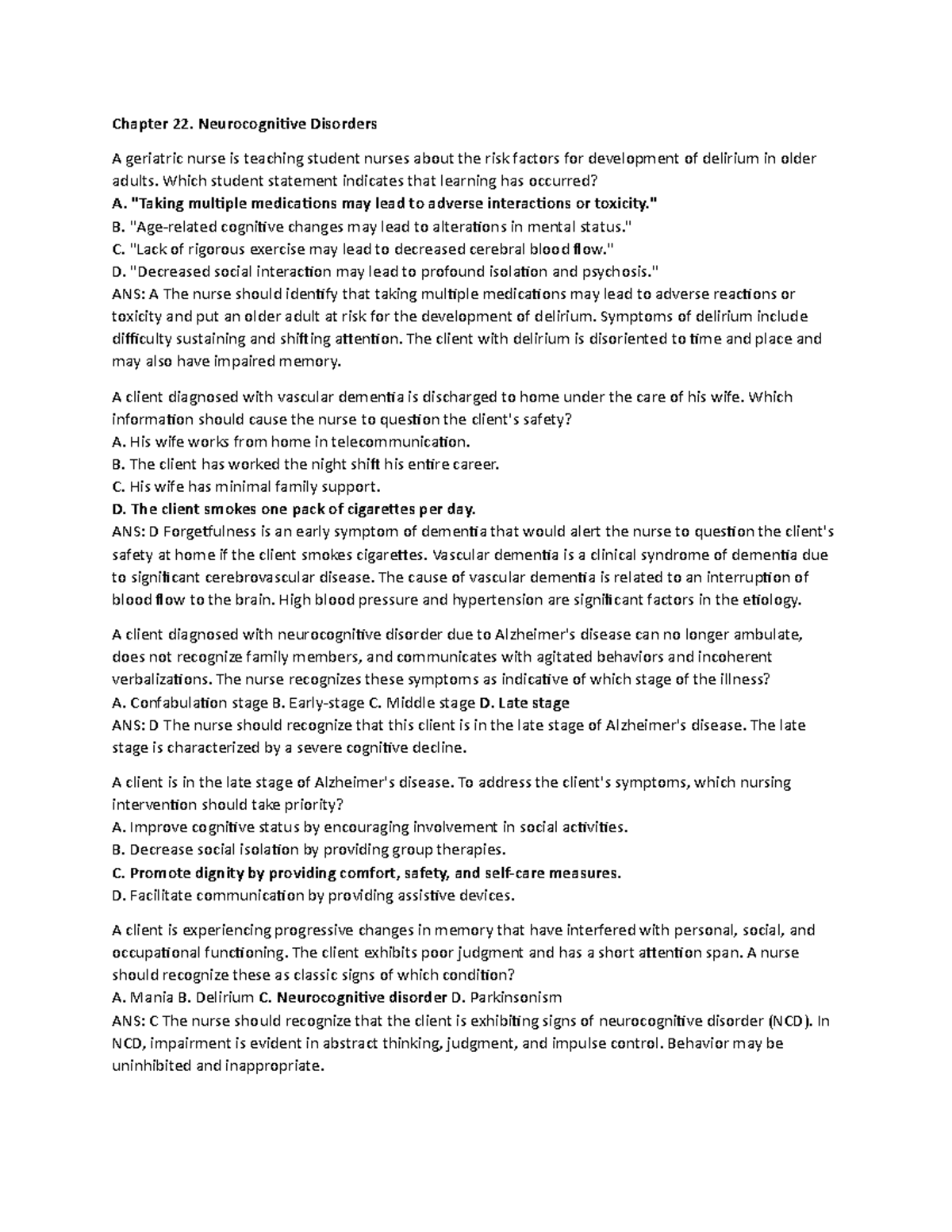 Chapter 22 - Understanding Neurocognitive Disorders in Mental Health ...