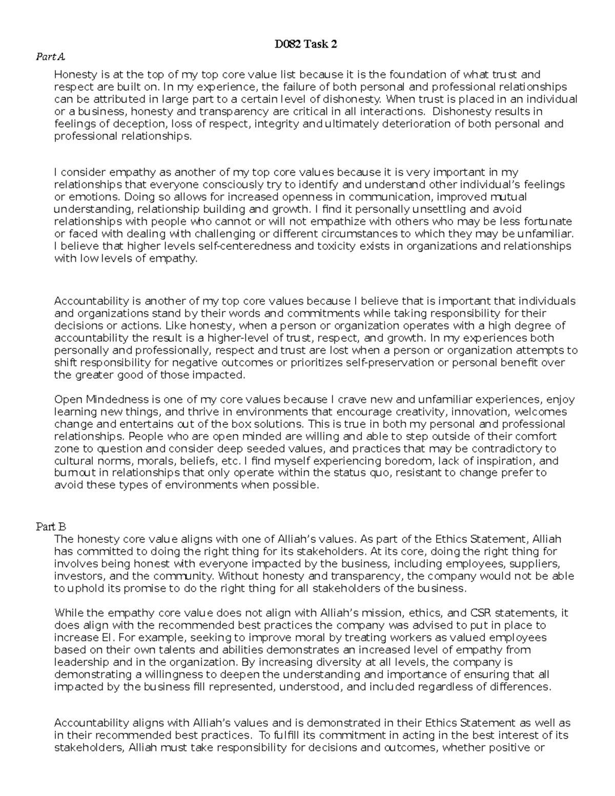 D082 Task 2 - Emotional & Cultural Intelligence Performance Analysis ...