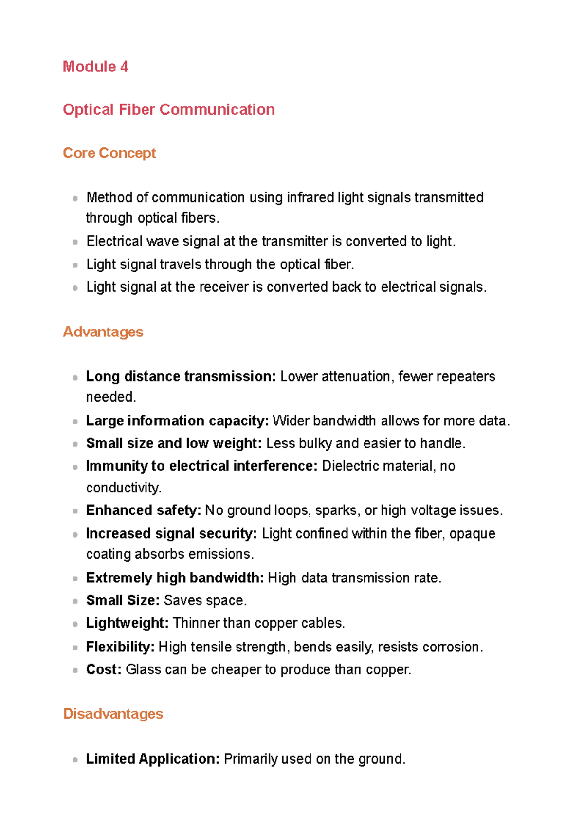 Module 4 (DCOF) - Core Concepts of Optical Fiber Communication - Studocu