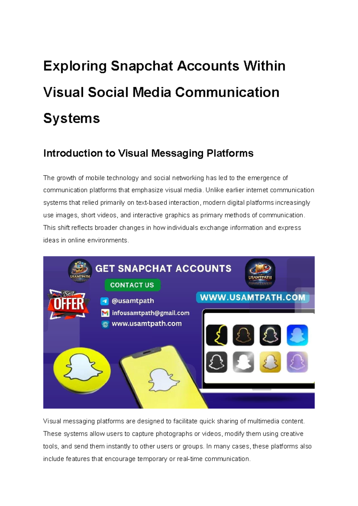 Exploring Snapchat Accounts: A Study on Visual Messaging Platforms ...
