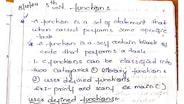 C R23 Unit 5 - Functions and File Handling in C Programming - Studocu