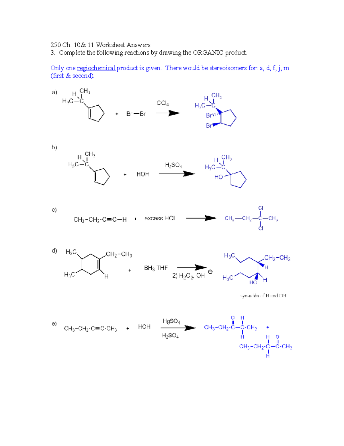 250 Ch. 10-11 wksht ans part 2 - CHEM 250 - 250 Ch. 10& 11 Worksheet ...