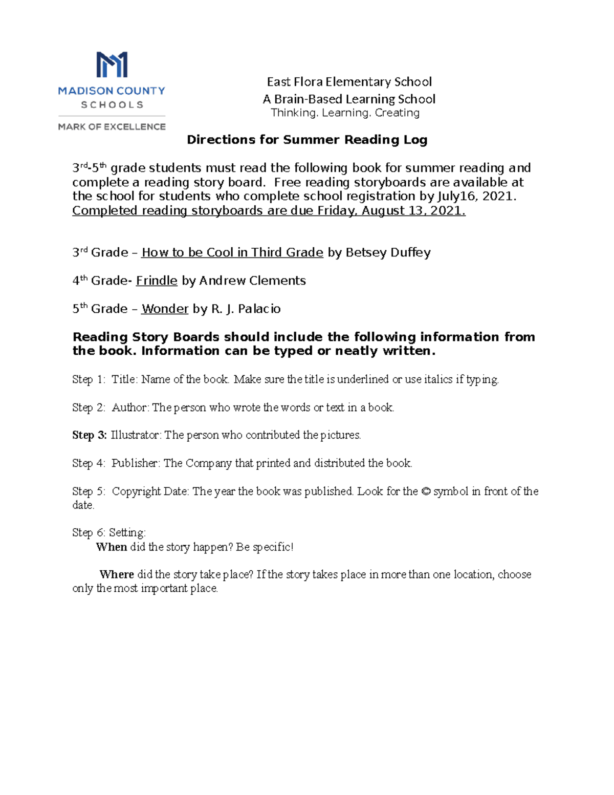 EFE Summer Reading Guidelines for 3rd-5th Grade 2021 - Studocu