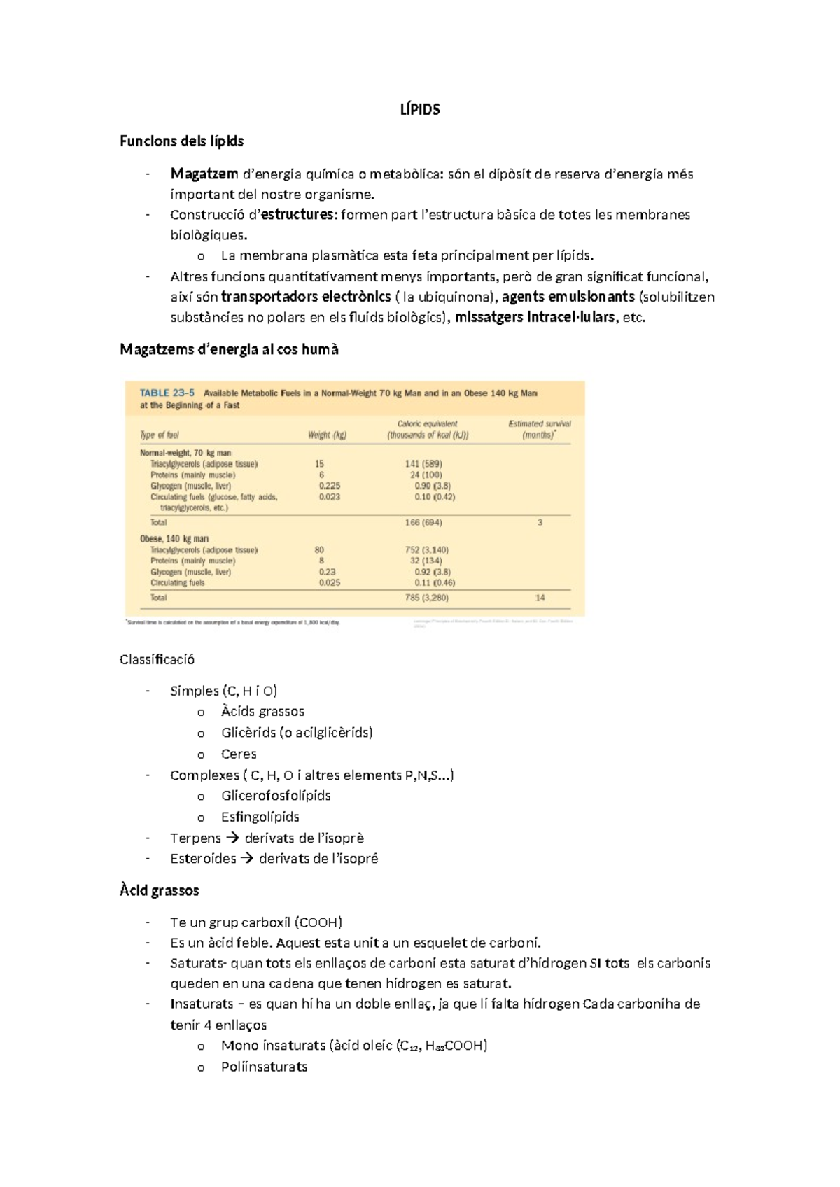 LÍPIDS: Funcions, Classificació i Transport - Apunts Química - Studocu