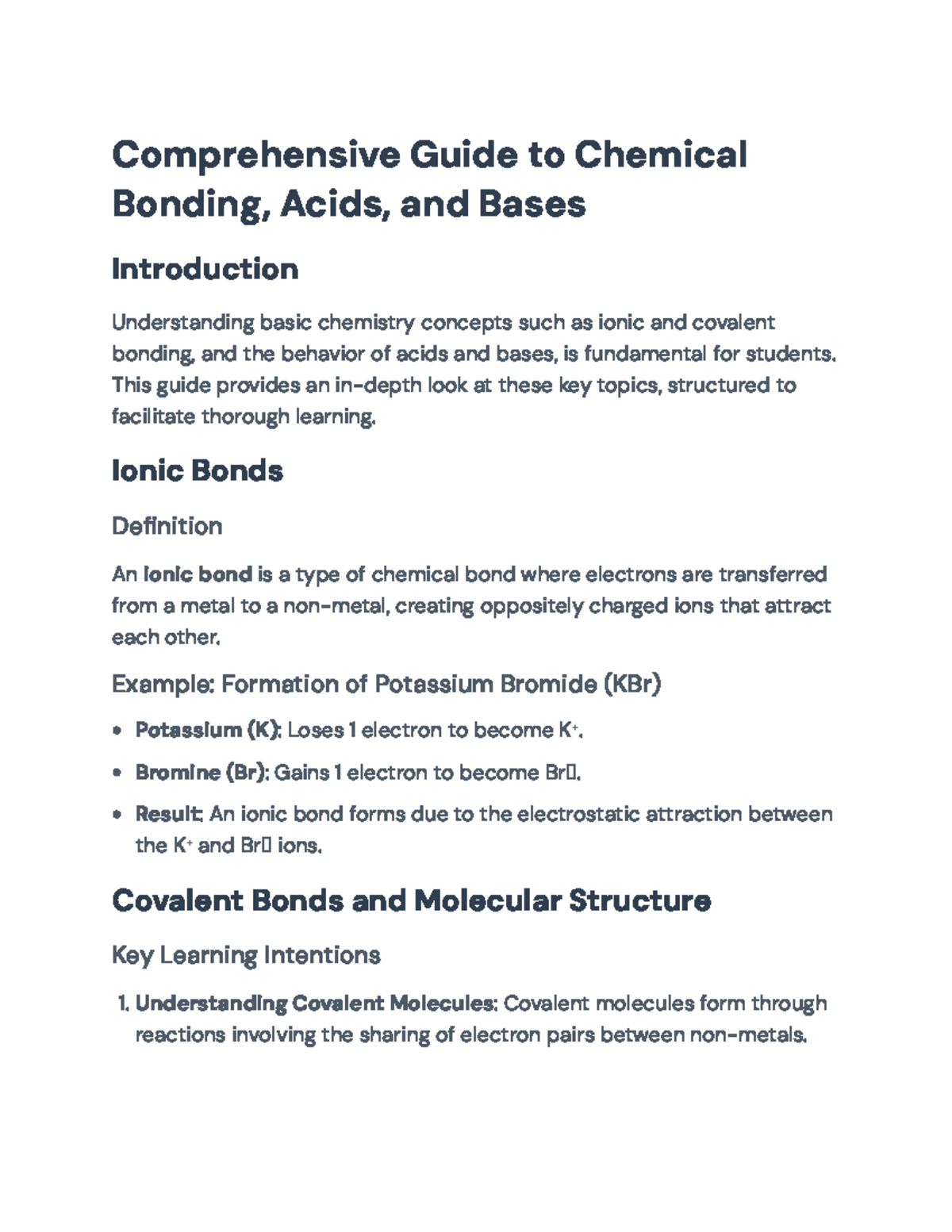 Year 9 Chemistry Guide: Bonding, Acids & Bases Overview - Studocu