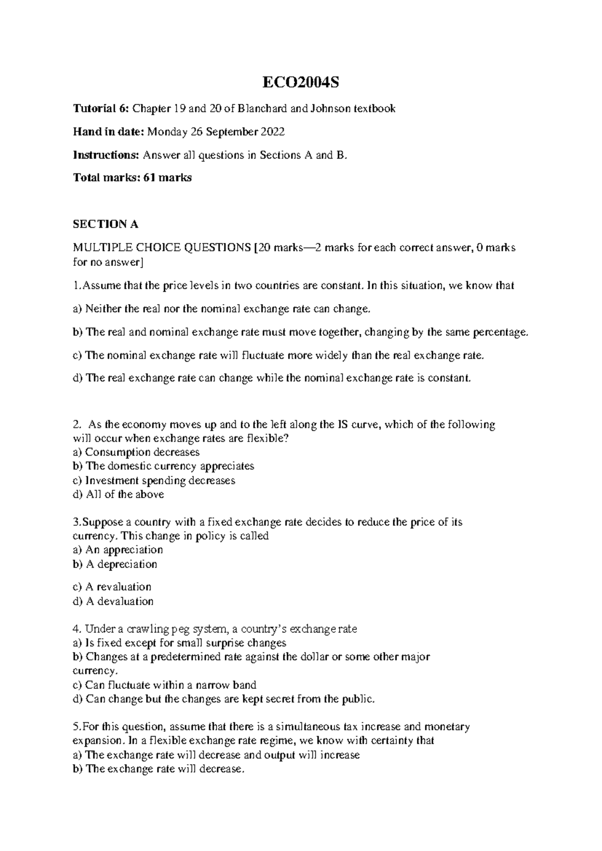 ECO2004 S Tutorial 6: Exchange Rate Dynamics & IS-LM Model Insights ...