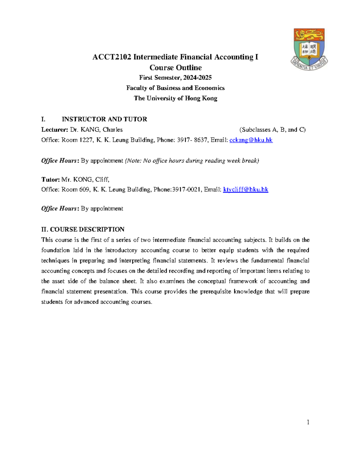 ACCT2102 Intermediate Financial Accounting I Course Outline (2024-2025 ...