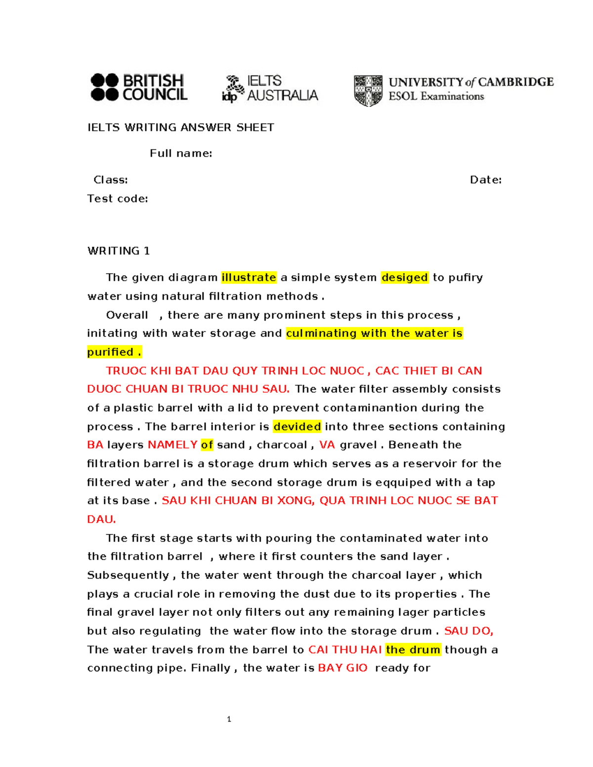 IELTS Writing Task 1 & 2: Water Filtration System & Late Parenthood ...