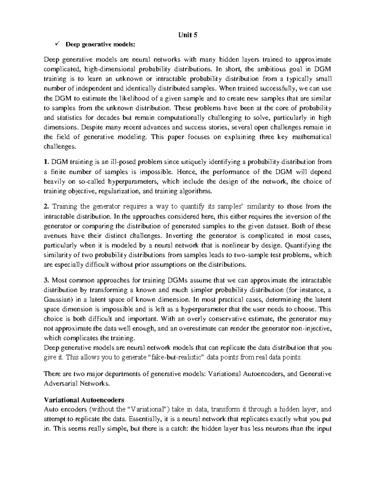 Unit 5 Dl Unit 5 Notes Rgpv Unit 5 Deep Generative Models Deep