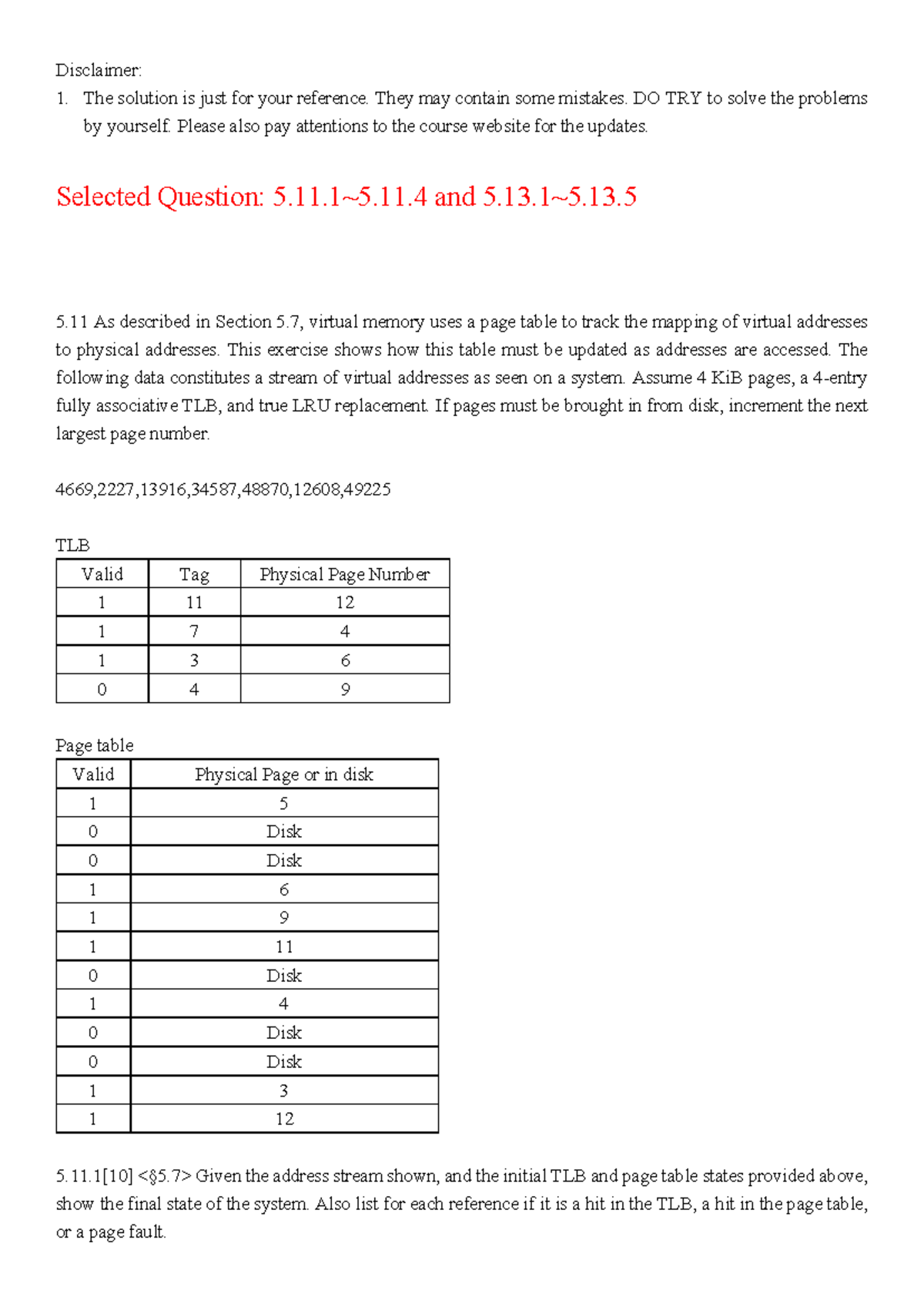 CS101 Exercise 1: TLB and Page Table Simulation Example - Studocu