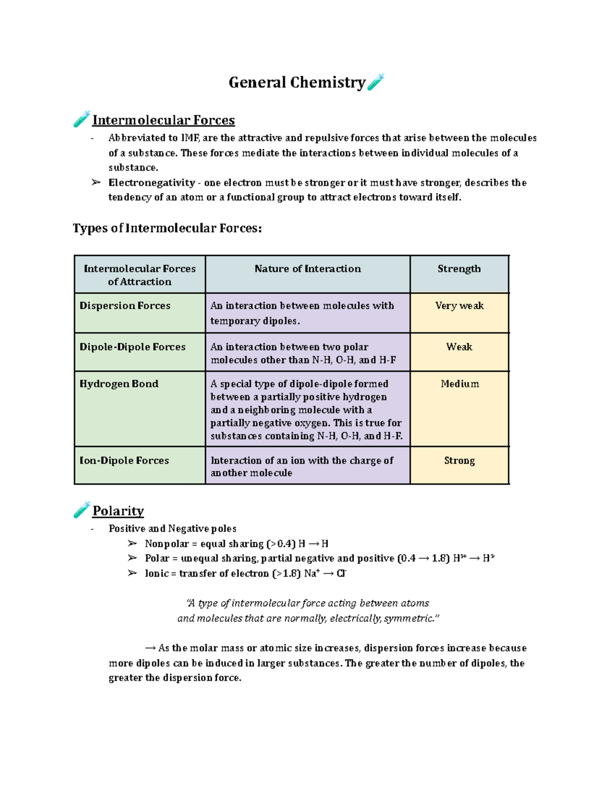 General Chemistry - General Chemistry🧪 🧪Intermolecular Forces ...