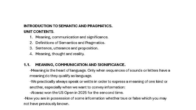 Semantics and Pragmatics: Key Concepts and Definitions - Studocu