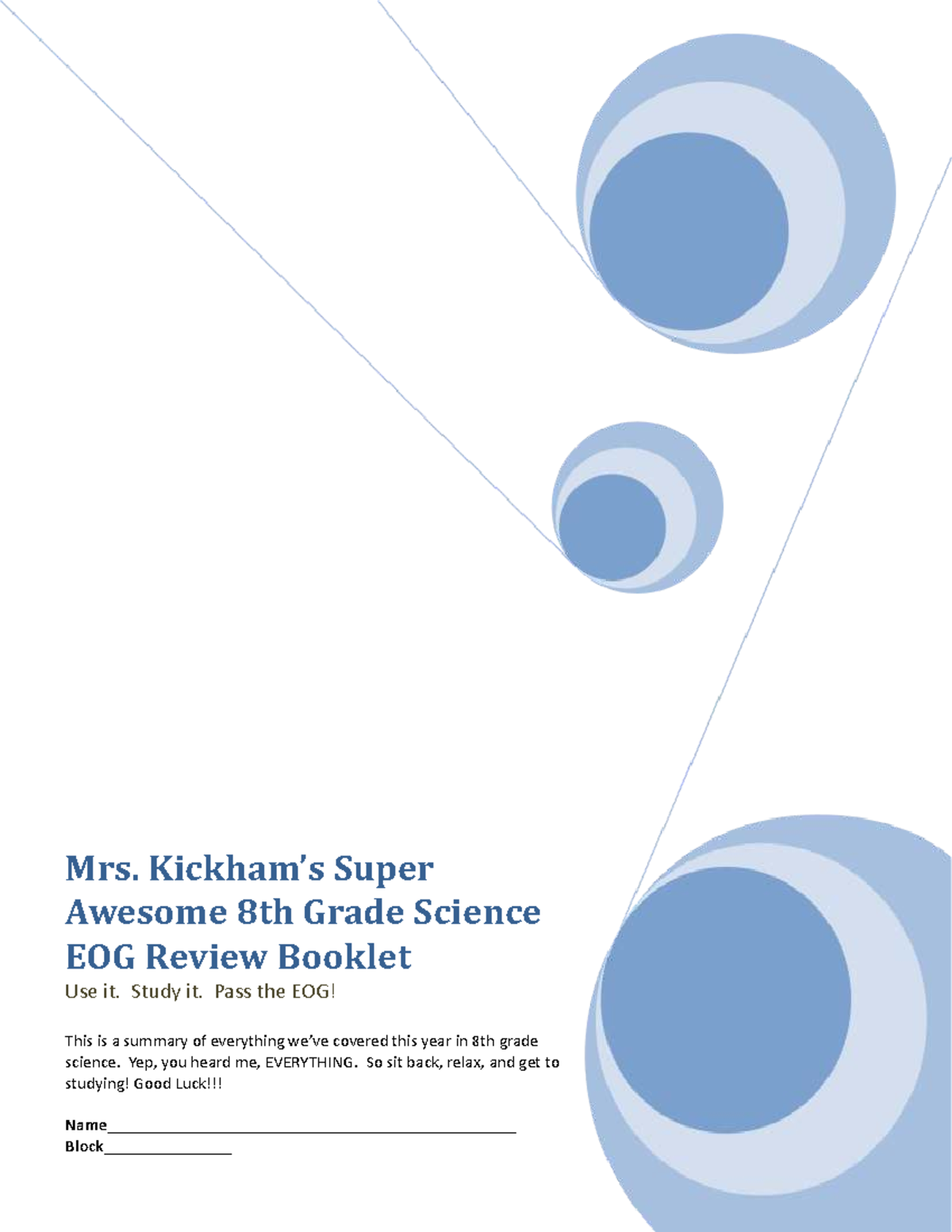 Mrs. Kickham's 8th Grade Science EOG Review: Key Concepts & Study Guide ...