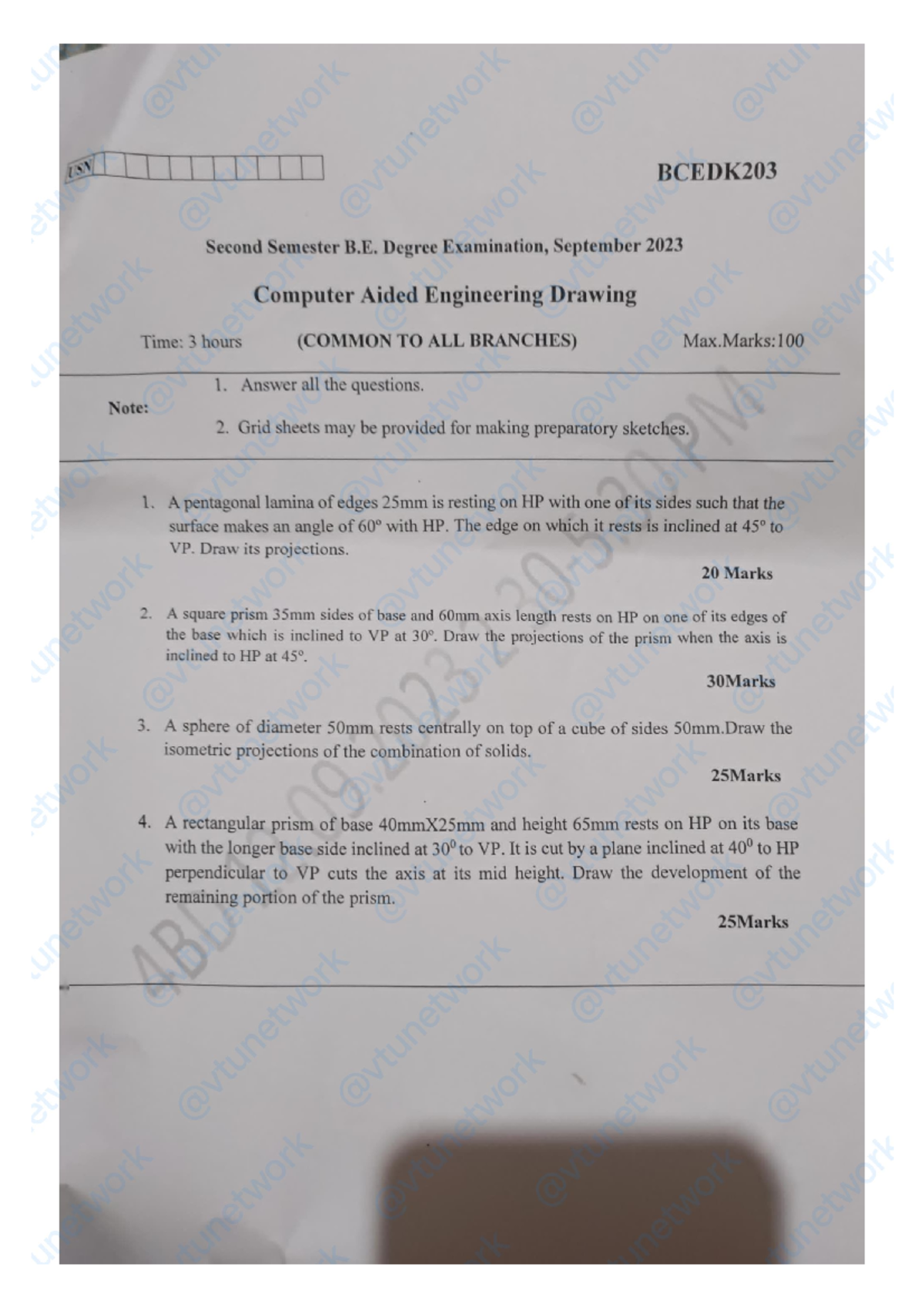 CAED external exm ppr @vtunetwork - BCEDK203 Second Semester B. Degree ...