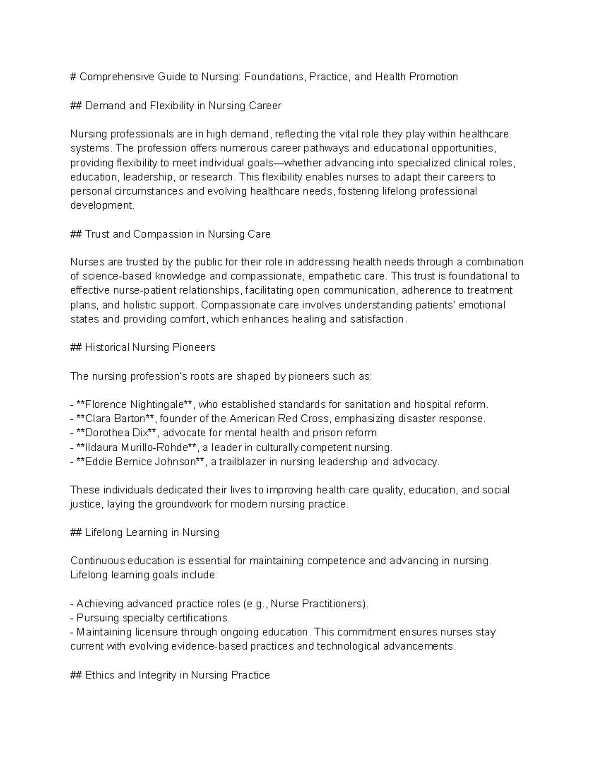 NUR 101: Comprehensive Nursing Study Notes on Foundations and Practice ...