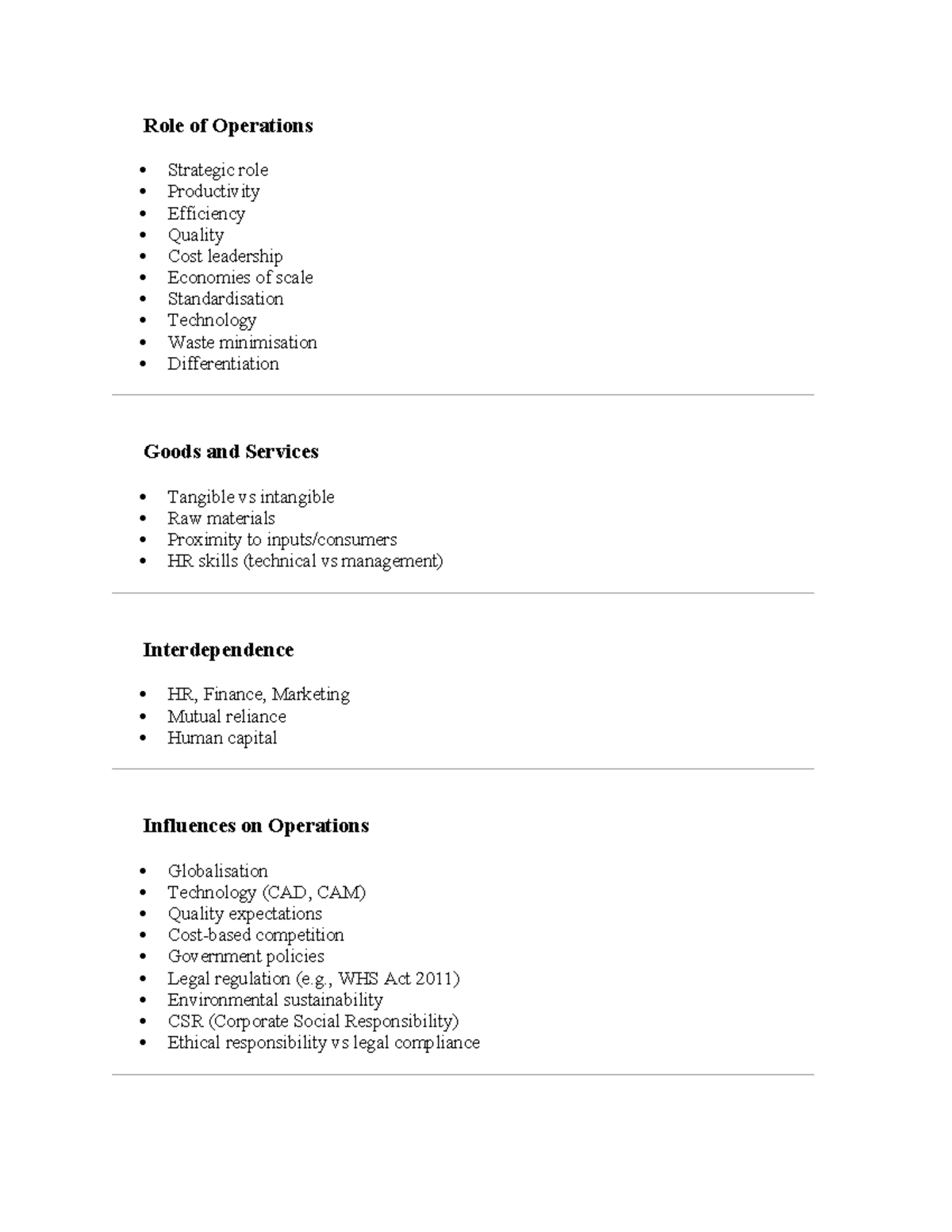 Operations Management Syllabus Notes: Strategic Role, Efficiency ...