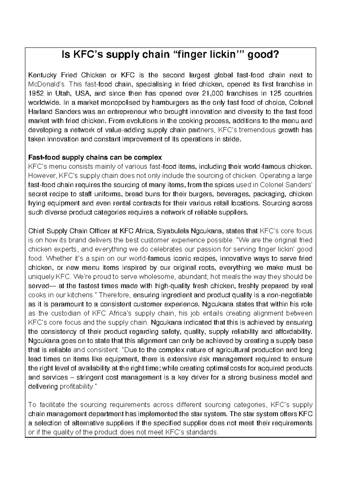 KFC Case Study: Analyzing Supply Chain Innovations and Sustainability ...