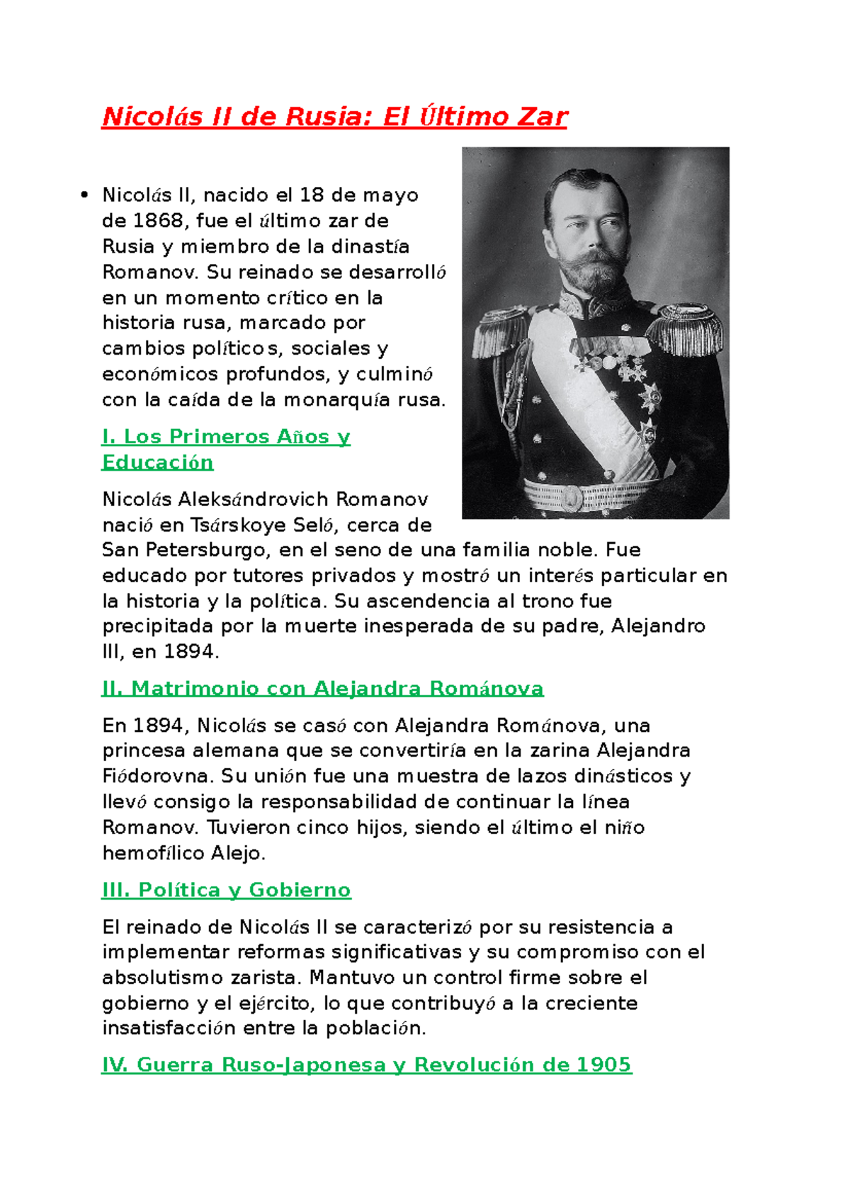 Nicolás II de Rusia: Análisis del Último Zar y su Legado Histórico ...