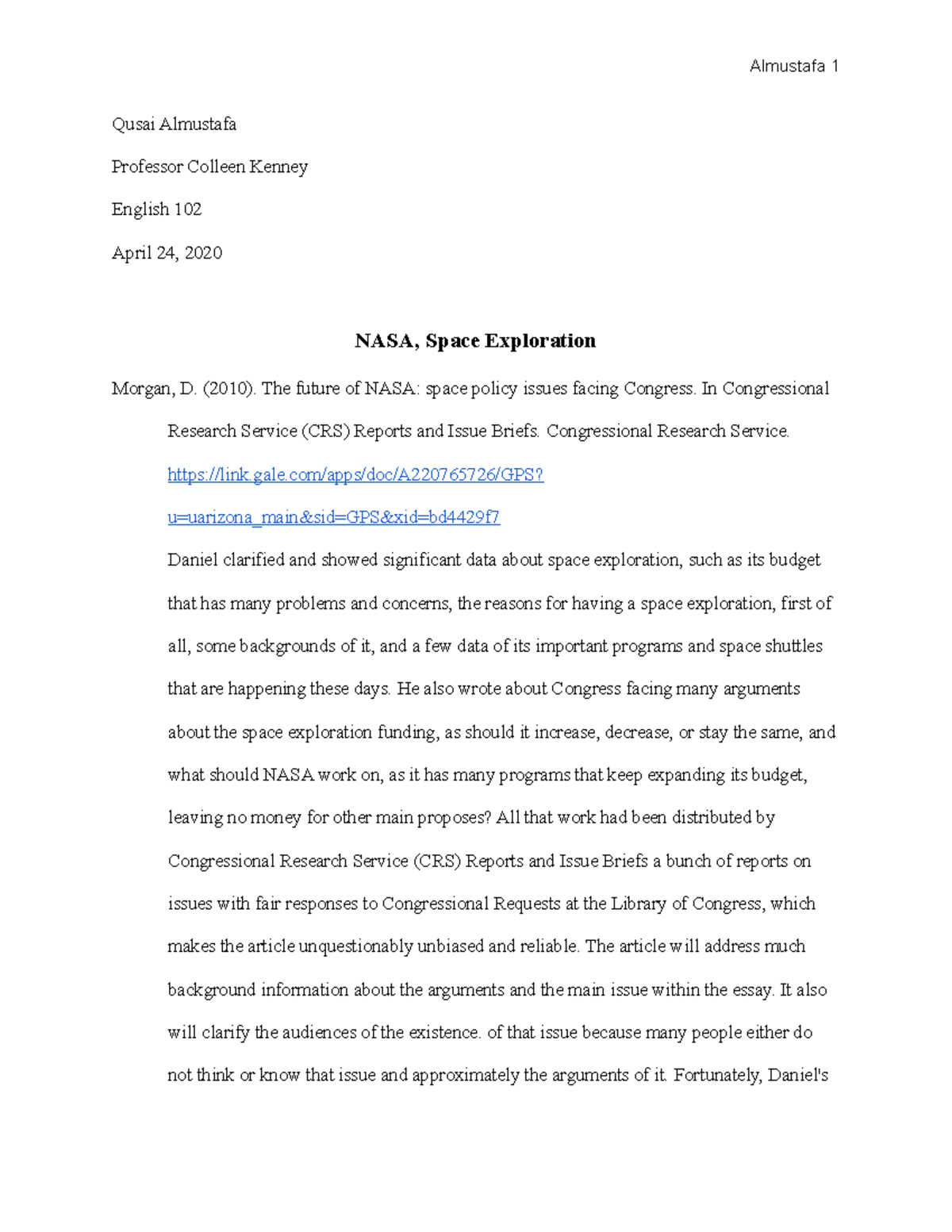 Annotated Bibliography ENGL 102 - Qusai Almustafa Professor Colleen ...