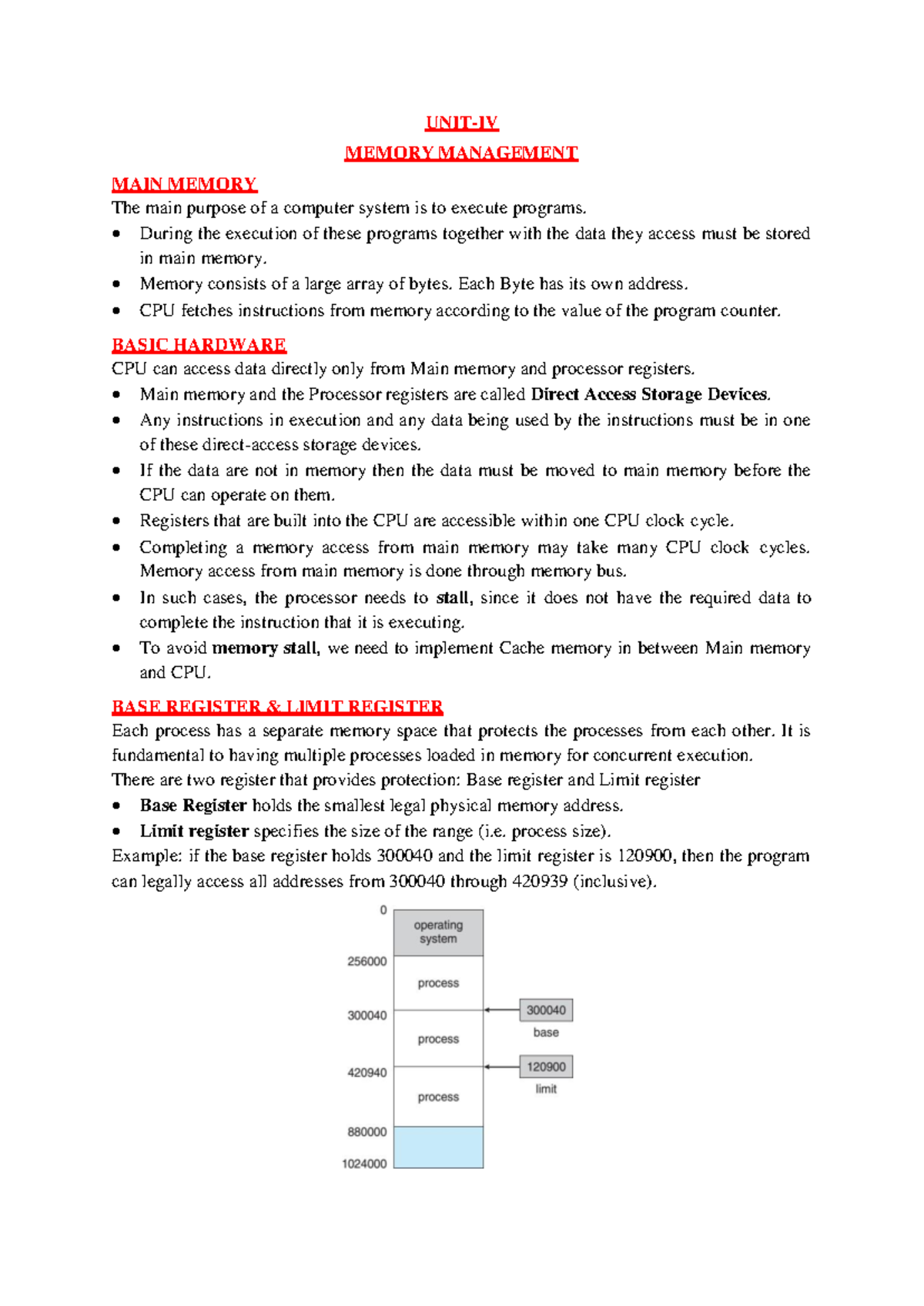 UNIT-4 Notes: Memory Management in Operating Systems - Studocu