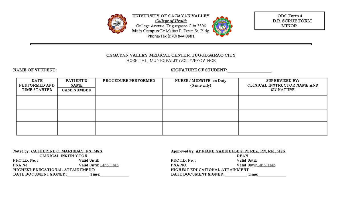 ODC-FORM-2-O.R.- Scrub-FORM- Major(4).docx FINL - UNIVERSITY OF CAGAYAN ...