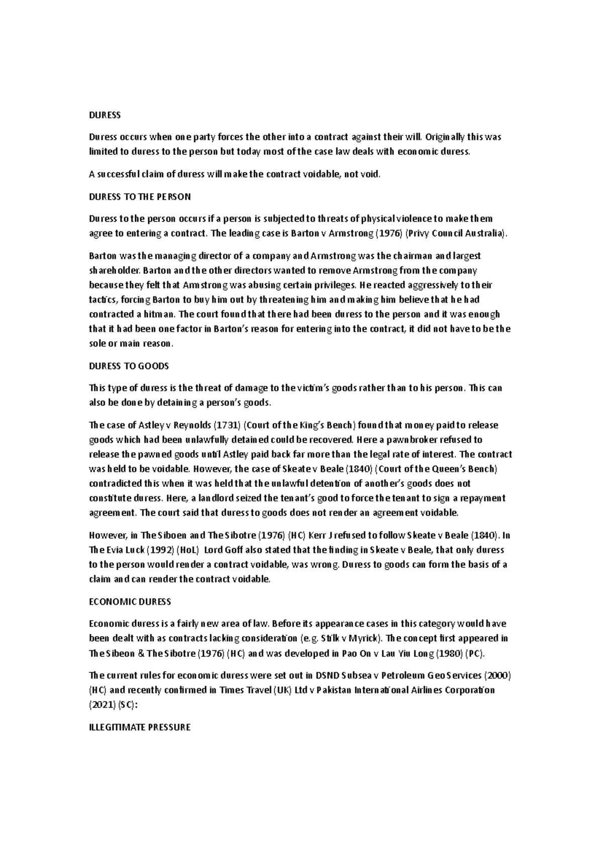 Contract Law - Duress: Understanding Economic and Personal Coercion ...