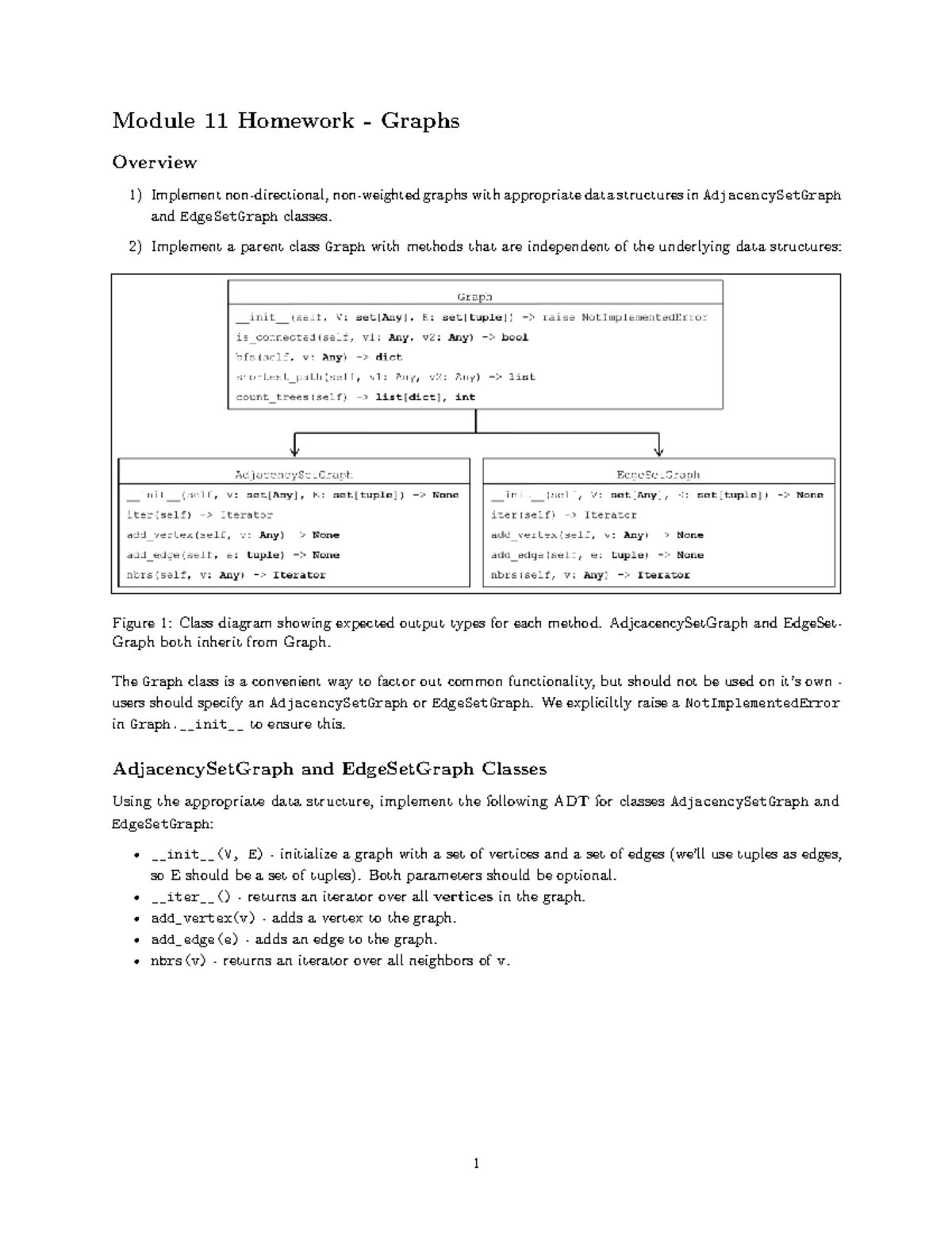 Hw11 - Graphs Implementation and Overview of AdjacencySetGraph & EdgeSetGraph - Studocu