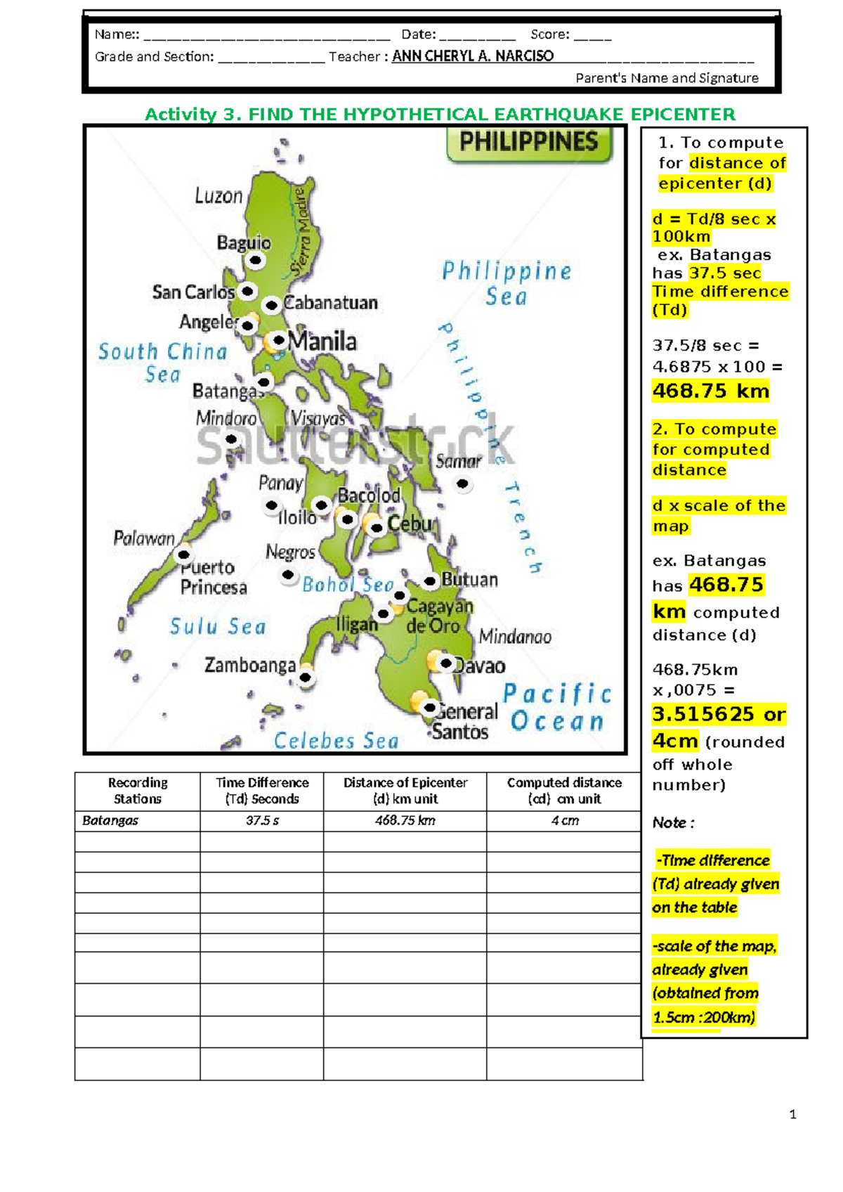 Activity 3: Finding the Hypothetical Earthquake Epicenter - Phil. Map ...