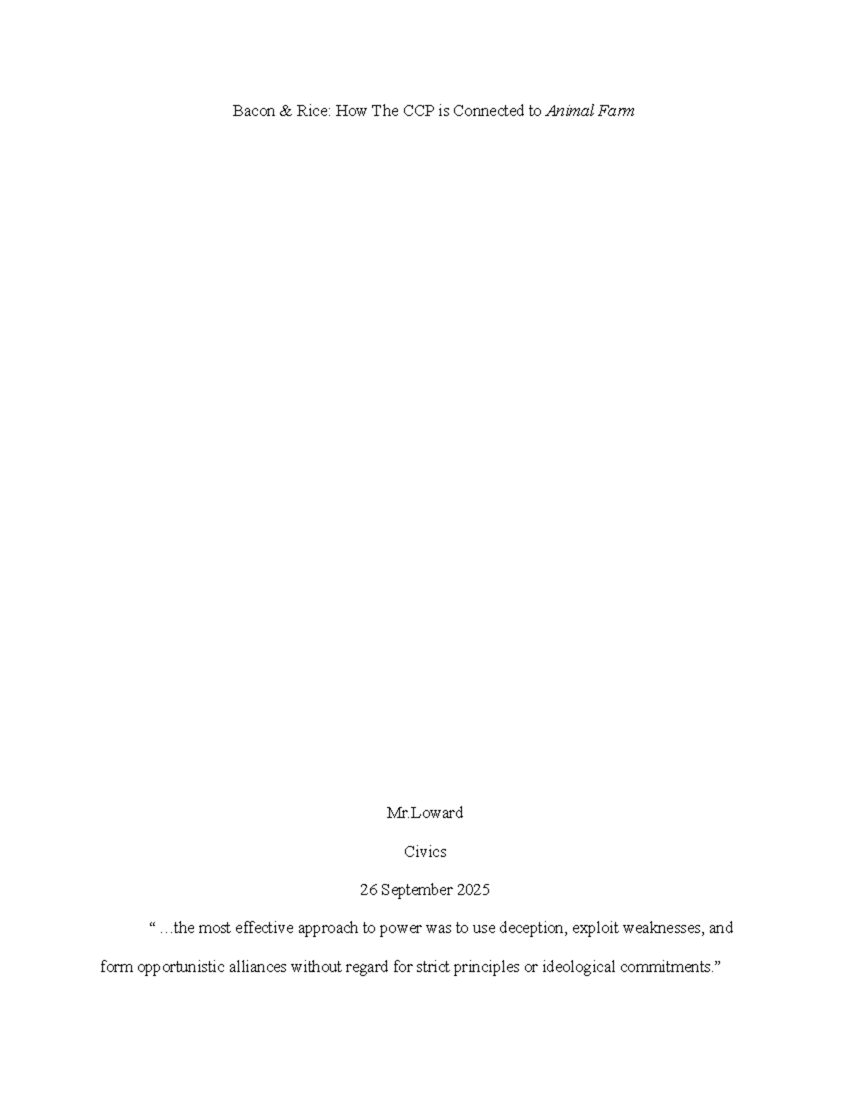 NUM6 - Essay: Parallels Between the CCP and Animal Farm - Studocu
