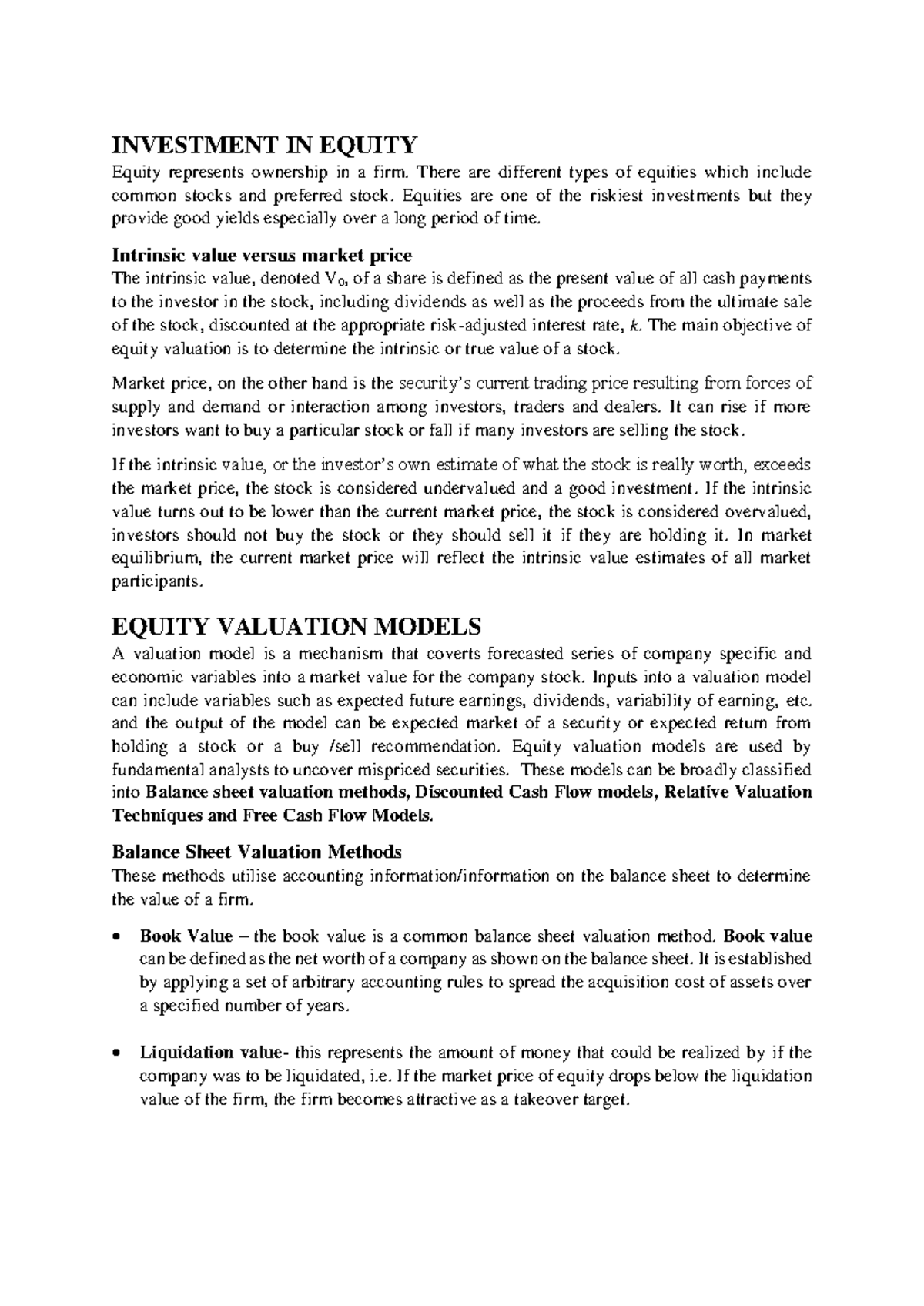 Investment IN Equity - NOTES - INVESTMENT IN EQUITY Equity represents ...