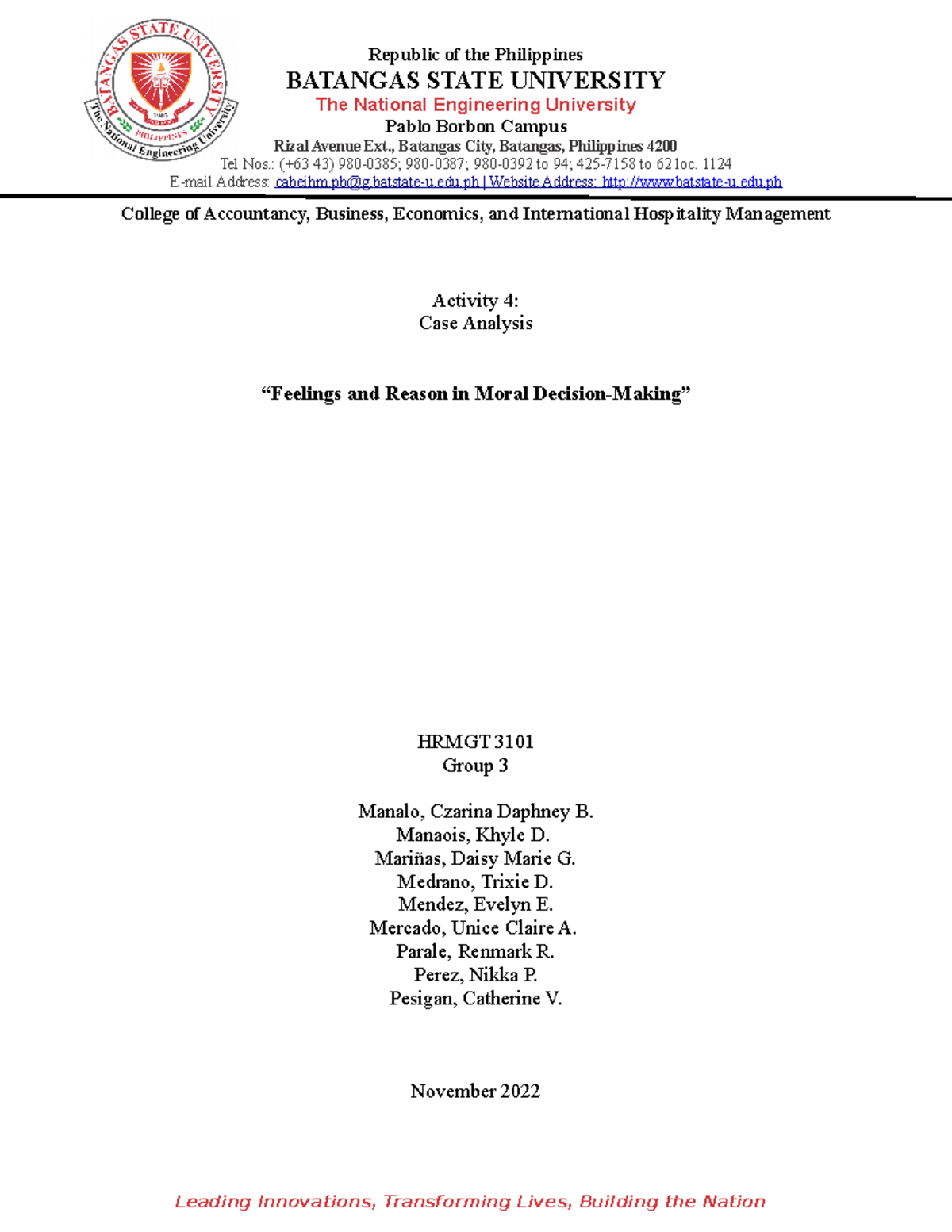 Template for Activity 4 - BATANGAS STATE UNIVERSITY The National ...