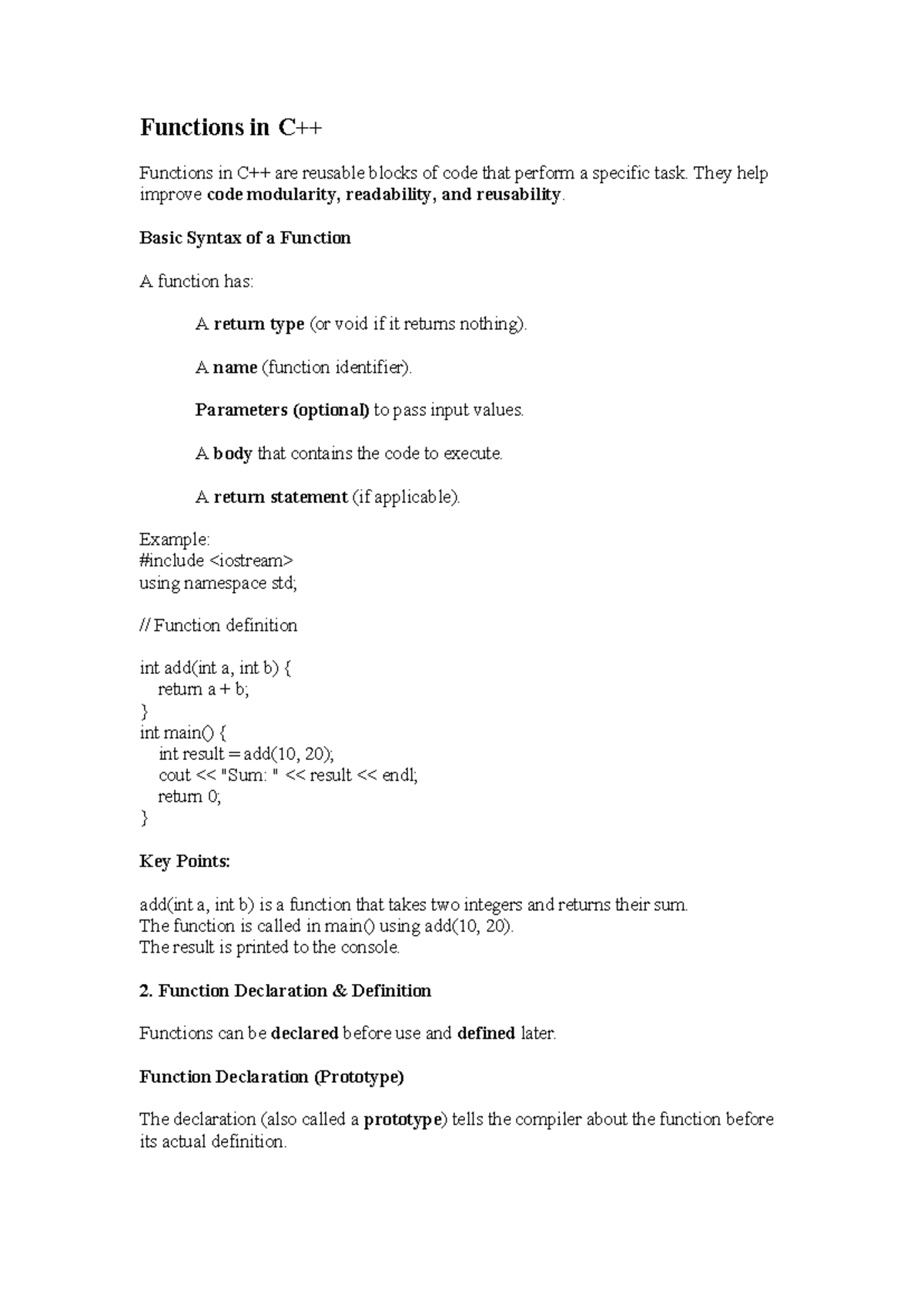 BCS125 PP L4: Functions and Classes in C++ Overview - Studocu