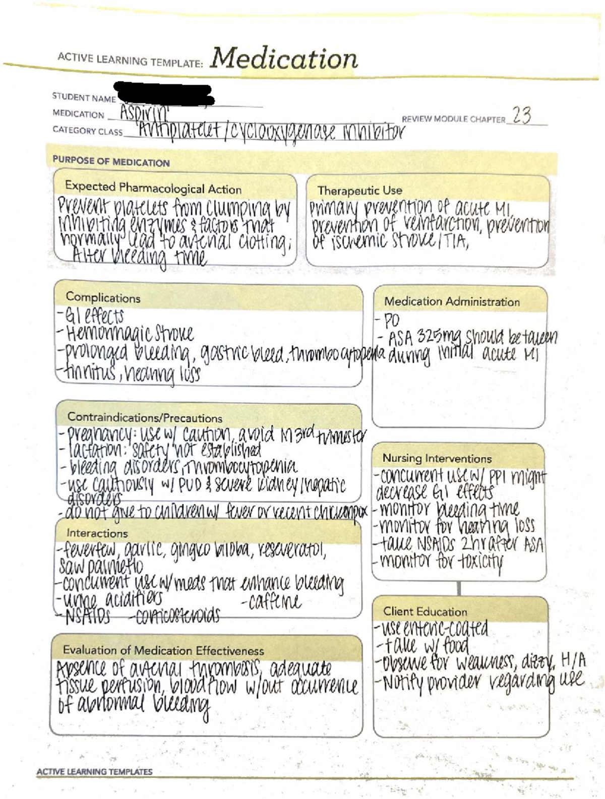 Aspirin - ATI Active Learning Template: Antiplatelet Inhibitor Review ...
