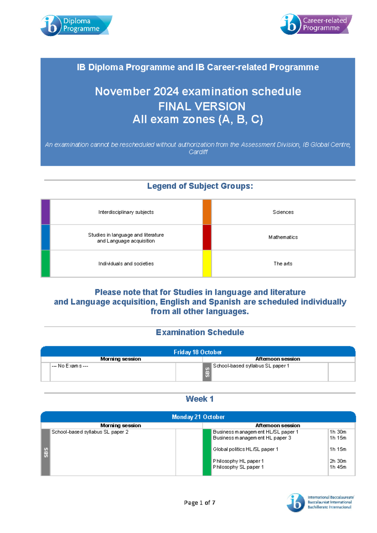 November 2024 IB Exam Schedule Overview & Key Dates - Studocu
